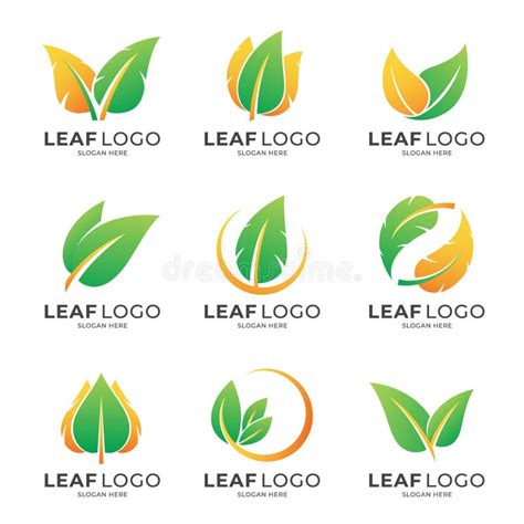 Set Of Gradient Leaf Logo For Company Vector Stock Vector