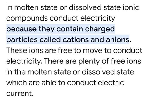 How Ionic Compounds Conduct Electricity In The Molten State Or In Aqueous Soition