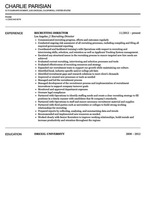 Recruiting Director Resume Sample Velvet Jobs