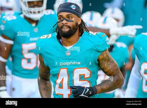 Miami Dolphins Cornerback Mark Gilbert 46 Runs Onto The Field With