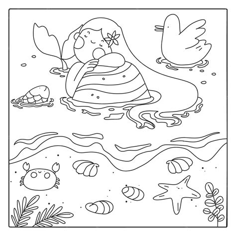 손으로 그린 가와이이 색칠하기 책 그림 무료 벡터