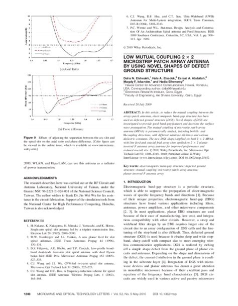 Pdf Low Mutual Coupling 2 × 2 Microstrip Patch Array Antenna By Using Novel Shapes Of Defect