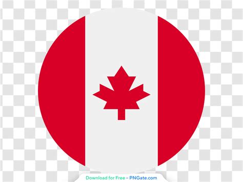 Canada Round Flag Icon With Red White Maple Leaf Symbol Free Png Pngate
