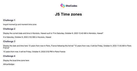 JS Time Zones Solution Codesandbox