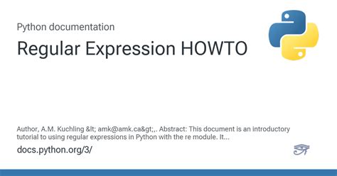 Regular Expression Howto — Python 3137 Documentation