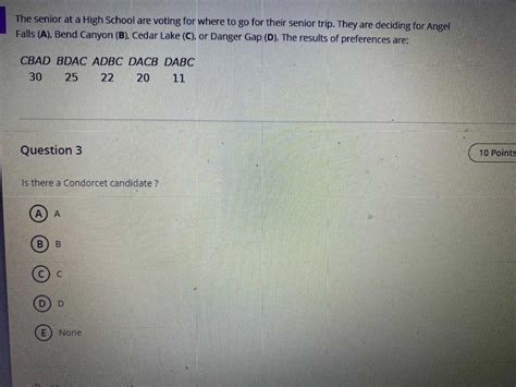 Solved The Senior At A High School Are Voting For Where To