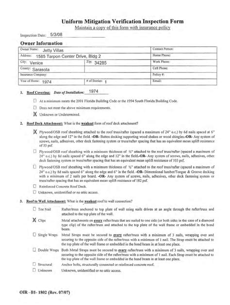 Fillable Online Wind Mitigation Form Pdffiller Fax Email Print