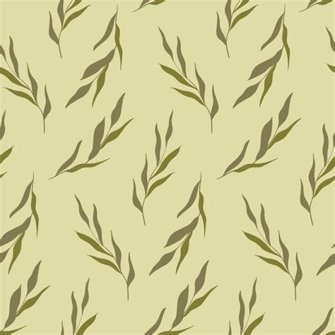 Premium Vector Simple Botanical Pattern With Leaf Sprigs Seamless
