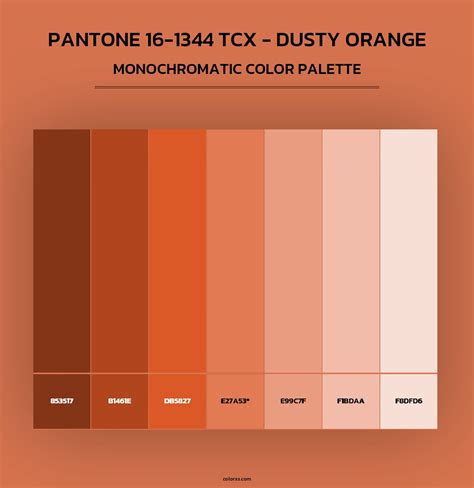 Pantone 16 1344 Tcx Dusty Orange Color Palettes