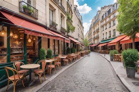 Cozy Street With Tables Of Cafe In Paris France Architecture And
