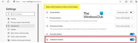 How To Show Or Hide Collections Button In Microsoft Edge Browser