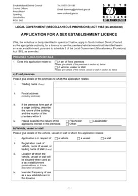 Fillable Online Sholland Gov SHDC Sex Establishment Licence Application Form PDF 1086KB
