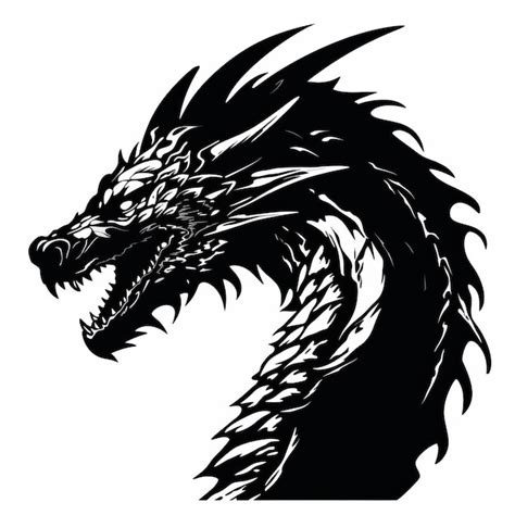 Premium Photo A Silhouette Dragon Head With Sharp Teeth And Sharp Teeth