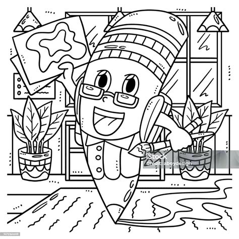 아이들을 위한 학교로 돌아가기 거대한 연필 색칠하기 페이지 공부에 대한 스톡 벡터 아트 및 기타 이미지 공부 교사 교육 관련 직업 교습 Istock