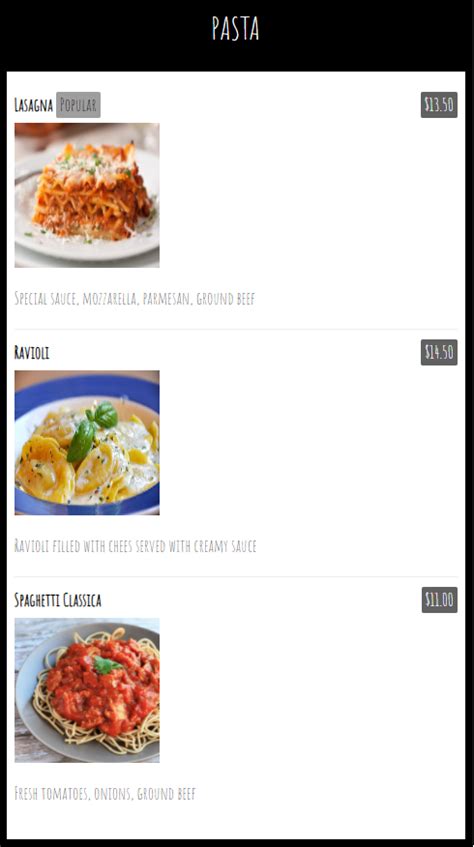 GitHub Stellaleow Restaurant Menu For My Project Assignment Testing