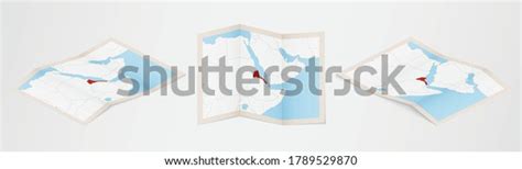 folded map eritrea three different versions stock vector royalty free