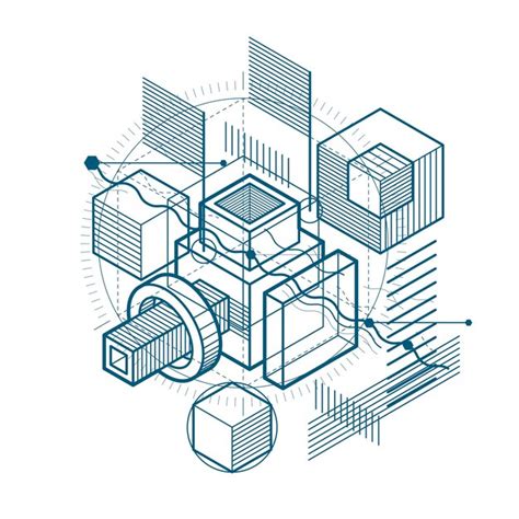 Premium Vector Abstract Design With 3d Linear Mesh Shapes And Figures