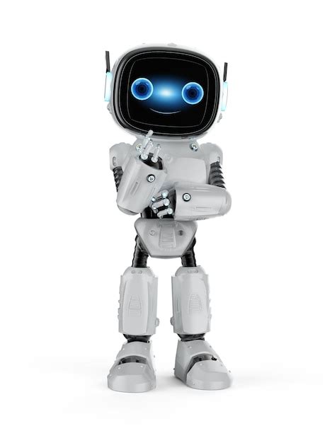 Premium Photo Small Robot Assistant Think Or Analyze