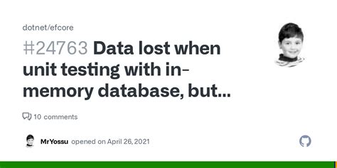 data lost when unit testing with in memory database but works fine on