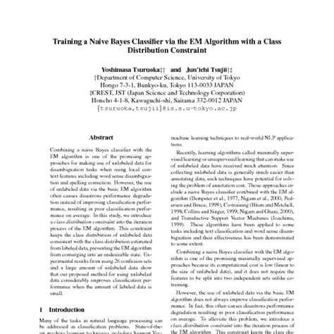 Training A Naive Bayes Classifier Via The Em Algorithm With A Class Distribution Constraint