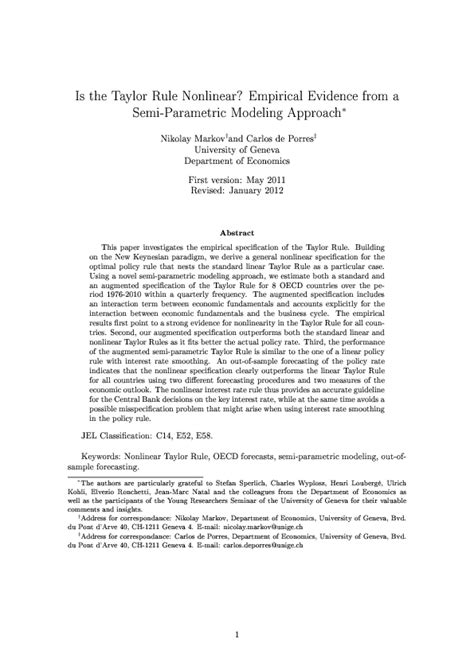 Pdf Is The Taylor Rule Nonlinear Empirical Evidence From A Semi Parametric Modeling Approach