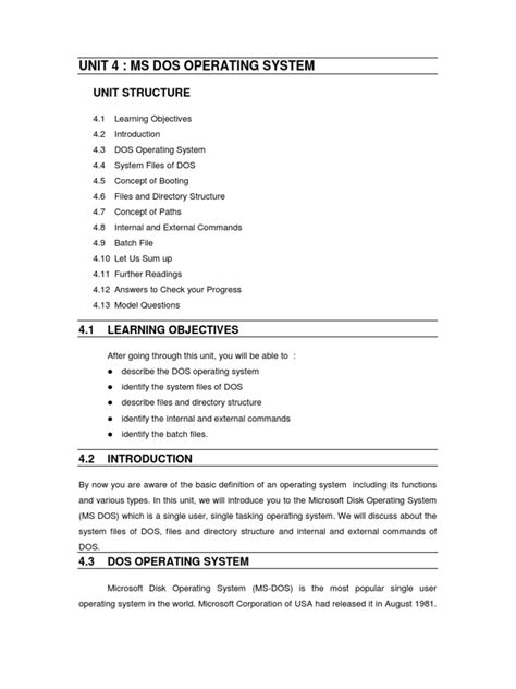 unit 4 ms dos operating system pdf dos command line interface