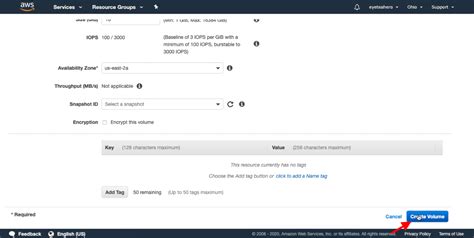 aws create a new ebs volume