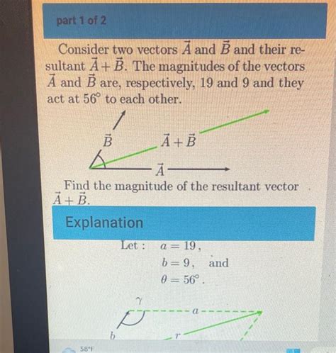 Solved Consider Two Vectors A And B And Their Resultant A B Chegg Com