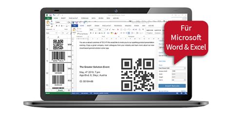 tbarcode office barcode add in für microsoft word and excel