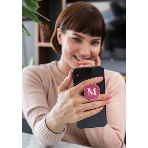 Custom Modern Girly Pink White Monogram Initial Popsocket Zazzle