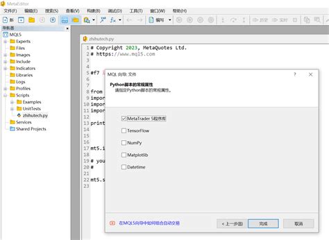 Metatrader5 使用python