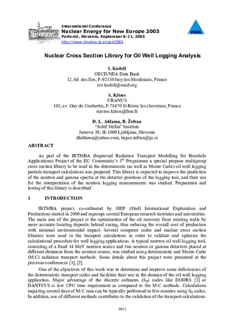 pdf nuclear cross section library for oil well logging analysis