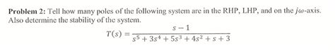 Solved Tell How Many Poles Of The Following System Are In Chegg Com