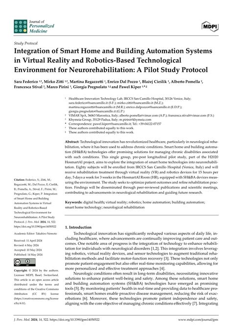 Pdf Integration Of Smart Home And Building Automation Systems In Virtual Reality And Robotics