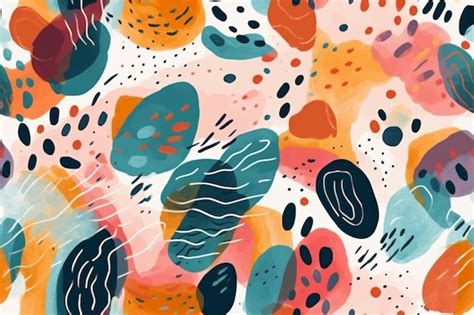 Premium Ai Image A Colorful Abstract Pattern With Leaves And Dots Generative Ai