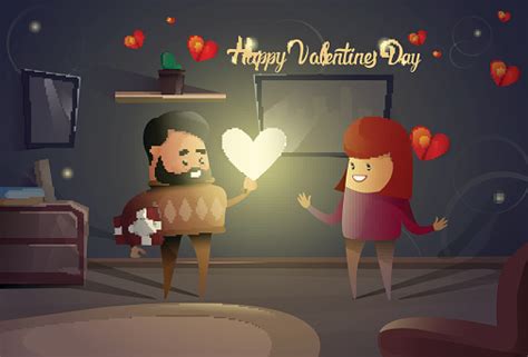 발렌타인 데이 기프트 카드 휴일 커플 연인 현대 아파트 심장 배경 주제에 대한 스톡 벡터 아트 및 기타 이미지 배경 주제