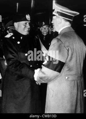 Benito Mussolini And Adolf Hitler Meeting At The Rail Station At German