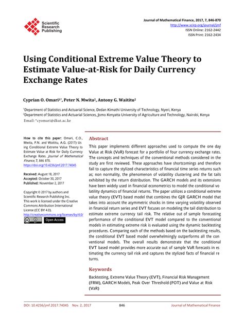 Pdf Using Conditional Extreme Value Theory To Estimate Value At Risk
