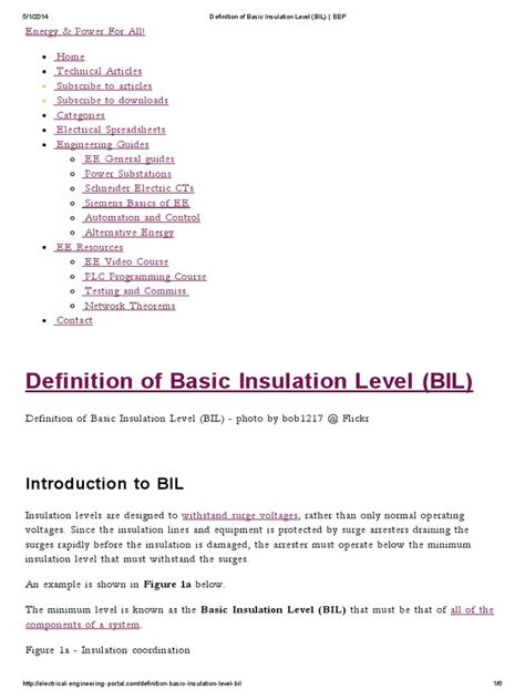 Definition Of Basic Insulation Level Bil Eep Pdf Insulator Electricity Electric