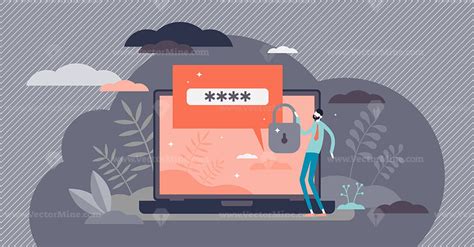 Secure Internet Usage With Password Security Shield Tiny Persons Concept Vectormine