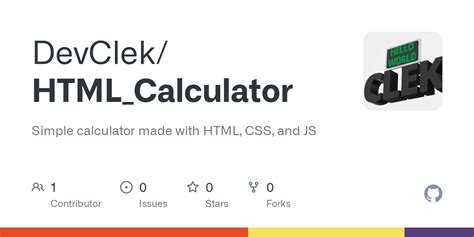 GitHub DevClek HTML Calculator Simple Calculator Made With HTML CSS And JS