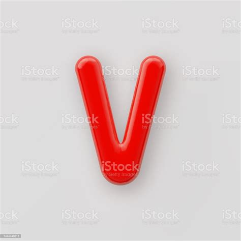 회색 배경에 광택 있는 표면이 있는 3d 빨간색 플라스틱 대문자 V 0명에 대한 스톡 벡터 아트 및 기타 이미지 0명 3