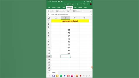 auto sum in excel shorts exceltamil excel youtube