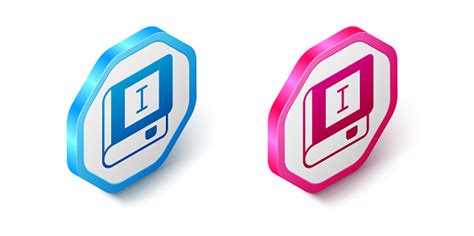 아이소메트릭 책 아이콘은 흰색 배경에 분리되어 있습니다 첫 번째 볼륨 육각형 버튼 벡터 0명에 대한 스톡 벡터 아트 및 기타