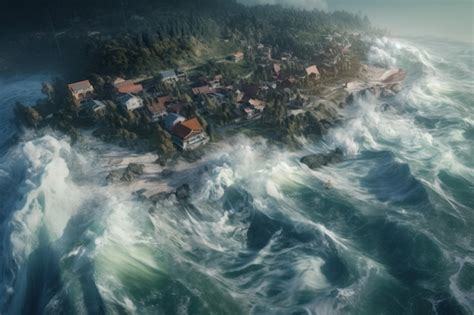 premium ai image big tsunami big wave generate ai
