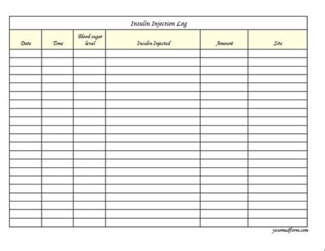Printable Injection Log Sheet Printable Word Searches