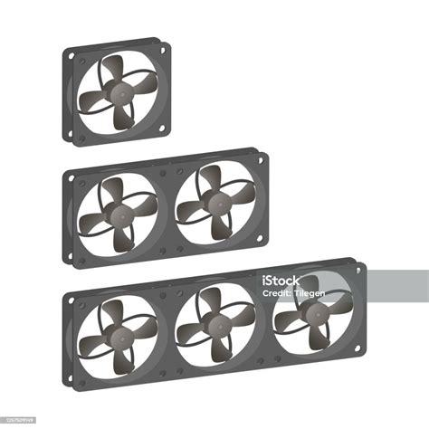 컴퓨터 장비 팬 세트3d 벡터 일러스트레이션 및 등산화 보기 급기관에 대한 스톡 벡터 아트 및 기타 이미지 급기관 등측투영법 선풍기 전기 설비 Istock