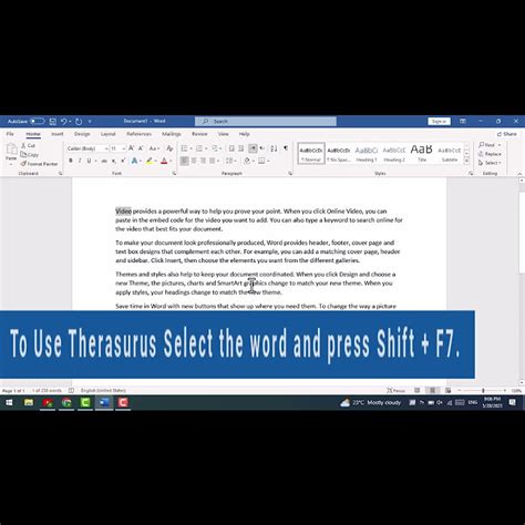 How To Use Thesaurus In Word With Shortcut Key Youtube