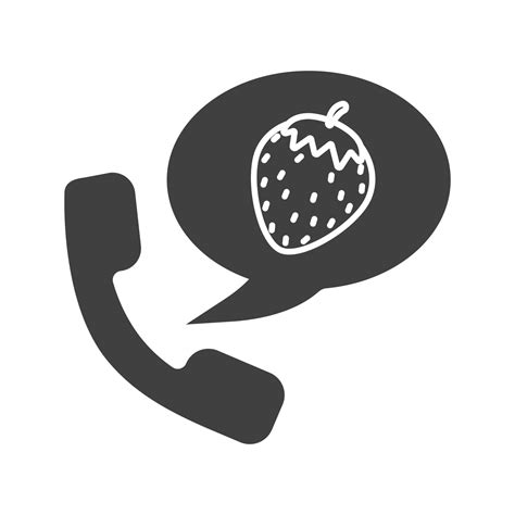 Phone Sex Glyph Icon Silhouette Symbol Handset With Strawberry Inside Speech Bubble Negative
