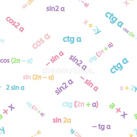 Seamless Pattern With Mathematical Formulas And Numbers Algebra And